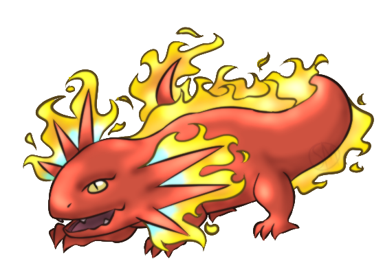 Sinamuna on Game Jolt: "Commission for a friend. Fire axolotl! (art by me)"